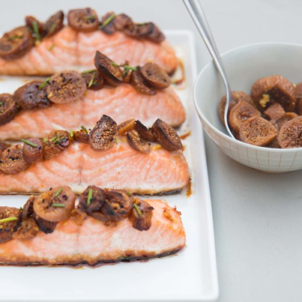 Oven Roasted Salmon Fillets with Caramelized Onion + Figs
